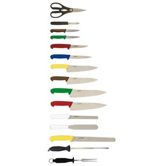 Genware Colour Coded 15 Piece Knife Set With Case | AJ Stuart